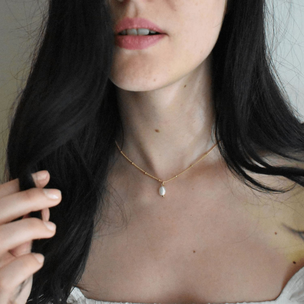 Margot Necklace - Pearl Dainty Gold Plated - Women Jewelry – Piper & Pearl Jewelry